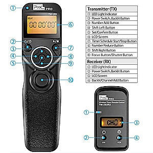 Remote Shutter Release Compatible for Nikon, Wireless Shutter Release Timer Remote Control Pixel TW-283 DC0/DC2 Compatible for Nikon D5200 D5300 D7100 D850 D800 D750 D610
