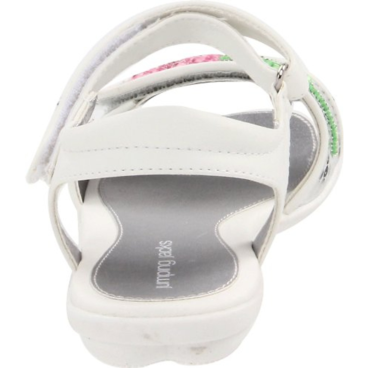 Jumping Jacks Dazzle Ankle-Strap Sandal (Toddler/Little Kid/Big Kid),White/Silver Trim,9 M US Toddler