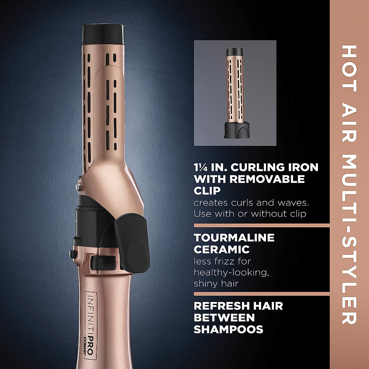 Conair Hot Air Multi-Styler, Rose Gold, Ceramic, Corded Electric, Volumize, Curl, Wave, Smooth