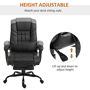 Vinsetto High Back Vibration Massage Office Chair with 6 Points, Hight Adjustable Computer Desk Chair, Reclining Office Chair with Retractable Footrest and Remote, Black