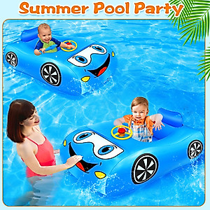 Toddler Pool Float with Safety Seat & Backrest, 41" Large Car Shape Baby Swim Pool Floaties Toddler Floats Summer Beach Baby Pool Toys for Toddlers Infant 6-36 Months