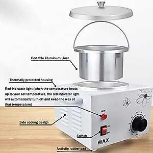 Flngr Professional Wax Warmer for Hair Removal,with 0-80°C Temperature Control,Large Wax Pot Paraffin Facial Skin Body SPA Salon Equipment,Beauty Salon,Self-use,Gift