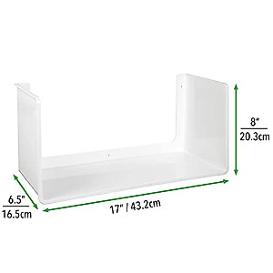 mDesign Plastic Wall Mount Towel Storage Organizer Display Shelf - Hang in Bathroom, Kitchen, Entryway, Hallway, Mudroom, Bedroom, Laundry Room - Kitchen Towels, Hand Towels, 2 Pack - White