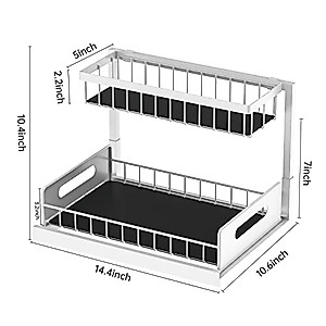 WZMYO Under Sink Organizers and Storage-2 Pack L-Shape Heavy Duty Metal Slide Out Pull Out Drawers Under Cabinet Storage Around Plumbing, for Under Kitchen Bathroom Sink Organizers and Storage（White）