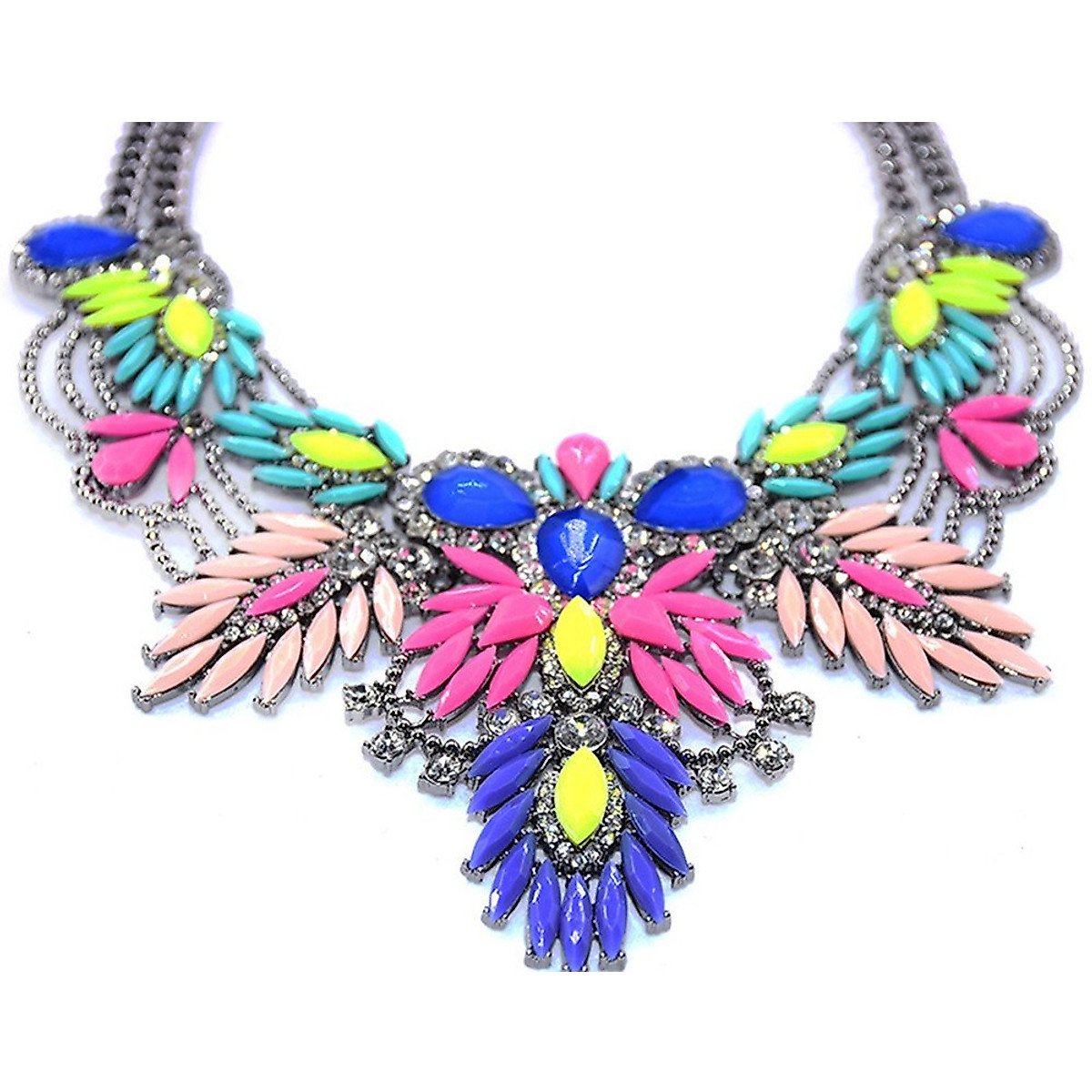 Lovage Colorful Resin Bubble Bib Statement Necklace Bohemian Chunky Collar Jewelry