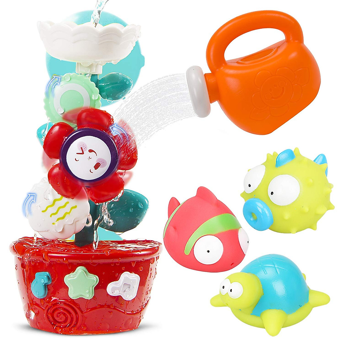 TOY Life Flower Bath Toys for Toddlers with Squirter Kids Magnetic Fishing Game with Magnetic Fishing Pole