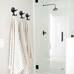 Powerful Black Waterproof Suction Cup Razor Hooks, Removable and Reusable Vacuum Hooks for Shower Wall or Any Flat Surface. (2 Pack)