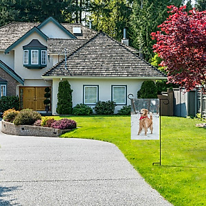 LifeCustomize Welcome Seasonal Garden Flags Winter Golden Retriever Double Sided Holiday House Yard Flag Home Decorative Outdoor Flags 12 x 18 Inch