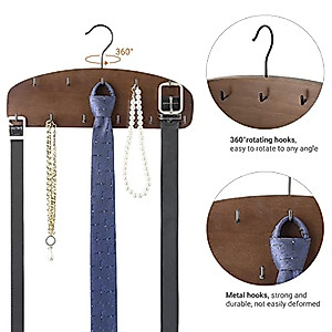 Mkono 2 Pack Scarf Hanger Wooden Scarf Organizer for Closet Space Saving and Belt Hanger for Closet Wooden Belt Ties Rack with 11 Hooks