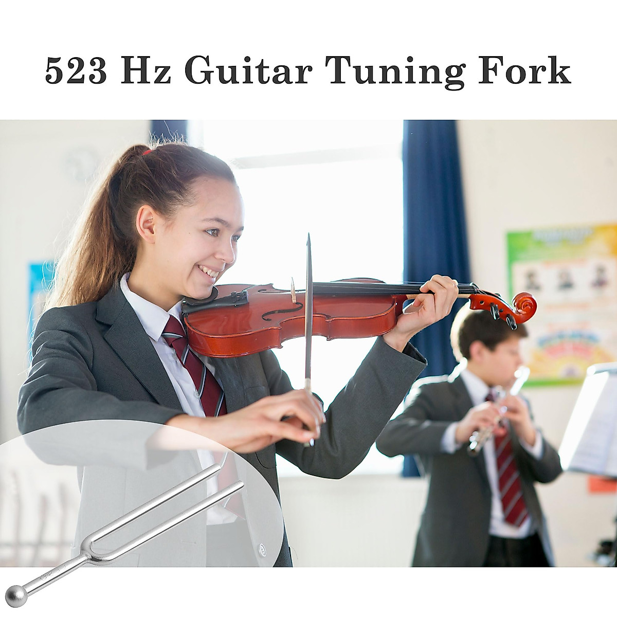 uxcell Metal Tuning Fork - 523 Hz Guitar Tuning Fork for Stress Relaxation, C Tone Musical Instruments Fork for Violin Piano Tuner Sound Device, Silver