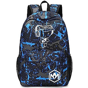 School Backpack for Teen Boys Bookbags Elementary High School Kids Travel Daypacks (Blue)