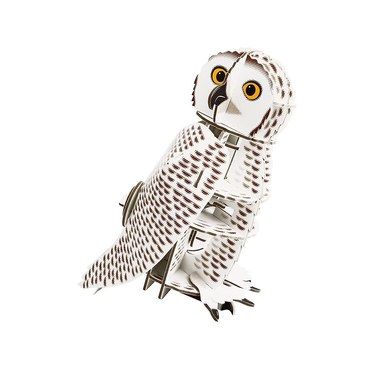 Build Your Own Moving Snowy Owl - Rotating Head Action - Eco Friendly Cardboard Craft Kit - Ages 8+