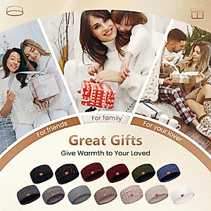 MUTKIS Winter Headbands for Women 3 Pack, Ear Warmers for Women Headband Wool Knit Thick Fleece Lined, Cold Weather Warm Ear Muffs(Black&Beige&Dark Gray)