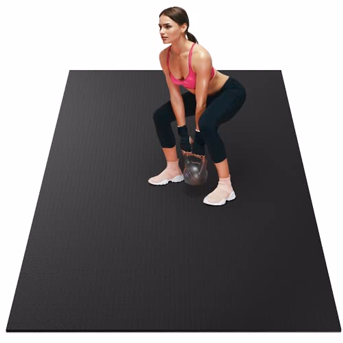 Elevens Large Exercise Mat 9 x 6 ft 7mm Thick Premium Ultra-Durable Non-Slip Workout Mat for Home Gym Flooring, Ideal for Cardio, Fitness, Non-Toxic, Non-Slip Barefoot Exercise Yoga Mat black