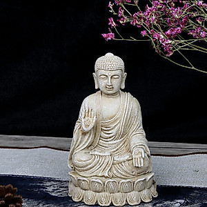 Exqelf Buddha Statue, Praying Buddha Decor Figurine, Meditating Buddha Serene Decorative Figurine for Home Office Desktop Outdoor Garden Yard Decoration, Yoga Zen Décor(Small)