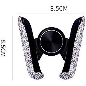 Best Bling Rhinestone Crystal Convenient Mini Car Dash Air Vent Automatic ADJUSTABLE Phone Holder (Silver)