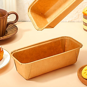 Mifoci 25 Pcs Paper Loaf Pans for Baking Easy Kraft Paper Bread Baking Pans Disposable Paper Baking Loft Mold for Microwave Freezer Oven Safe Display(Rectangle)