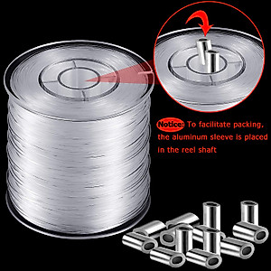 Strong Clear Nylon Fish Wire for Hanging Christmas Decor and 50 Loop Sleeve (218 Yd.)