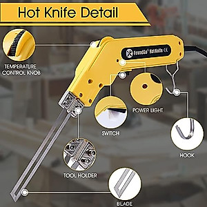 FoundGo 250W Electric Hot Knife Foam Cutter Styrofoam Cutting Tool Hot Wire Foam Cutter for EPS, XPS, Polyethylene with Storage Case& 6"/8"/10" Blades