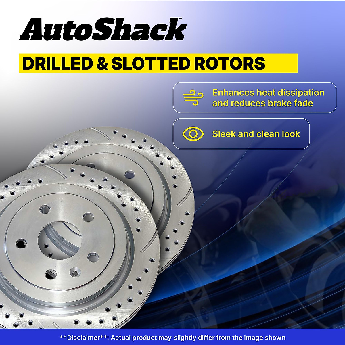 AutoShack Front Drilled Slotted Brake Rotors Silver Pair of 2 Driver and Passenger Side Replacement for 2009 2010 2011 Nissan Murano 2009-2014 2016-2023 Maxima 3.5L V6 AWD FWD PR41529DSZPR