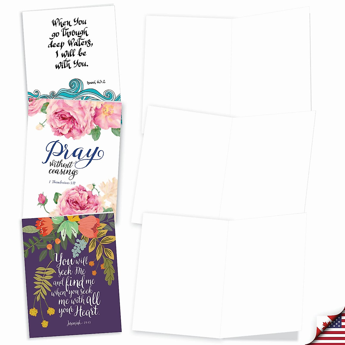 The Best Card Company - 10 Assorted Blank All Occasions Notecards Box Set 4 x 5.12 Inch w/Envelopes Bible Verse, Men, Women Variety Pack (10 Designs, 1 Each) - Holy Sentiments M2380OCB