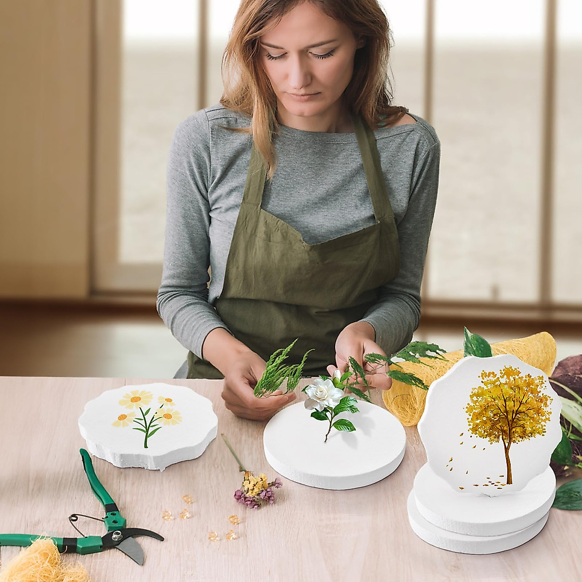 ZOOFOX 12 Pack 8 Inch Foam Circles for Crafts, Round Polystyrene Disc for Arts and Crafts Supplies, Modeling, Sculpture, DIY Projects