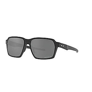Oakley Men's OO4143 Parlay Rectangular Sunglasses, Matte Black/Prizm Black Polarized, 58 mm