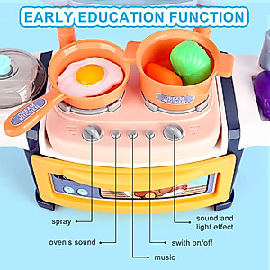 Pretend Play Kitchen Set for Kids - Toy Kitchen Playset with Accessories, Pots, Pans, Dishes and Play Food