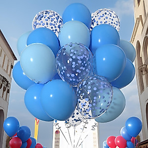 Capesaro Blue Balloons,12 Inch Light Blue Confetti Latex Balloons for Boys Party Decorations,Pack of 50