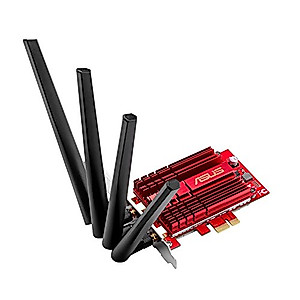 ASUS PCE-AC88 Dual-Band 4x4 AC3100 WiFi PCIe adapter with Heat Sink and External magnetic antenna base allows flexible antenna placement to maximize coverage
