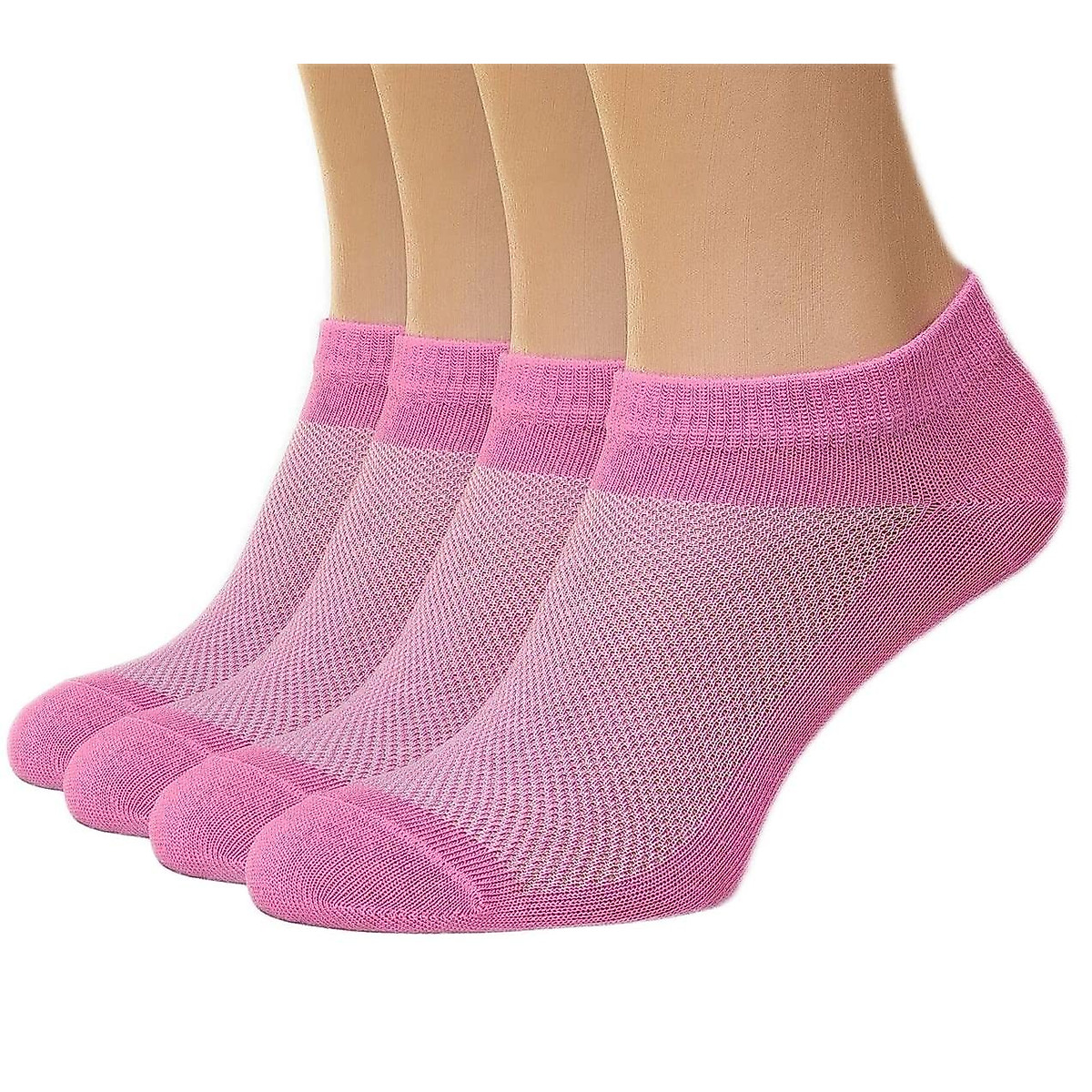 Duna Premium Womens Socks, Ultra Thin Breathable Cotton Socks for Women, Athletic Running Low Cut No Show Ankle Socks - 4 Pairs, Pink