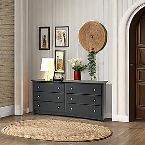Sonoma 6 Drawer Double Dresser for Bedroom, Black