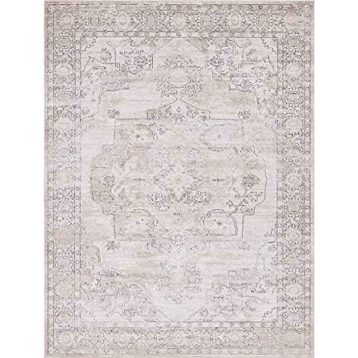 Rugs.com Oregon Collection Rug – 9' x 12' Ivory Low-Pile Rug Perfect for Living Rooms, Large Dining Rooms, Open Floorplans