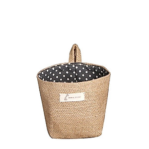 Storage Bag,IEason Clearance Sale! Polka Dot Small Storage Sack Cloth Hanging Non Woven Storage Basket (Black)