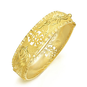 CHOW SANG SANG 999.9 24K Solid Gold Price-by-Weight 18.56g Gold Dragon & Phoenix Bangle for Women and Wedding Occasion 84936K | Size: 7