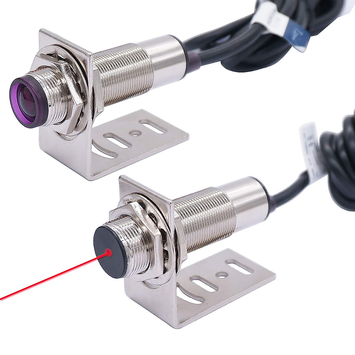 Twidec/1 Pair 0-20M Indoor Wall Mounted Photoelectric Beam Sensor NPN NO 18mm Photoelectric Sensor Switch Proximity Switch 2m line Length with Infrared Ray Beam E3F-20DNL-18