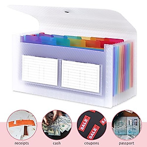 SKYDUE Receipt Coupon Organizer Holder, 13 Pockets Small Accordion File Organizer, Expanding File Folder for Envelope, Bill, Check Tax. 10 * 5.5 Inches