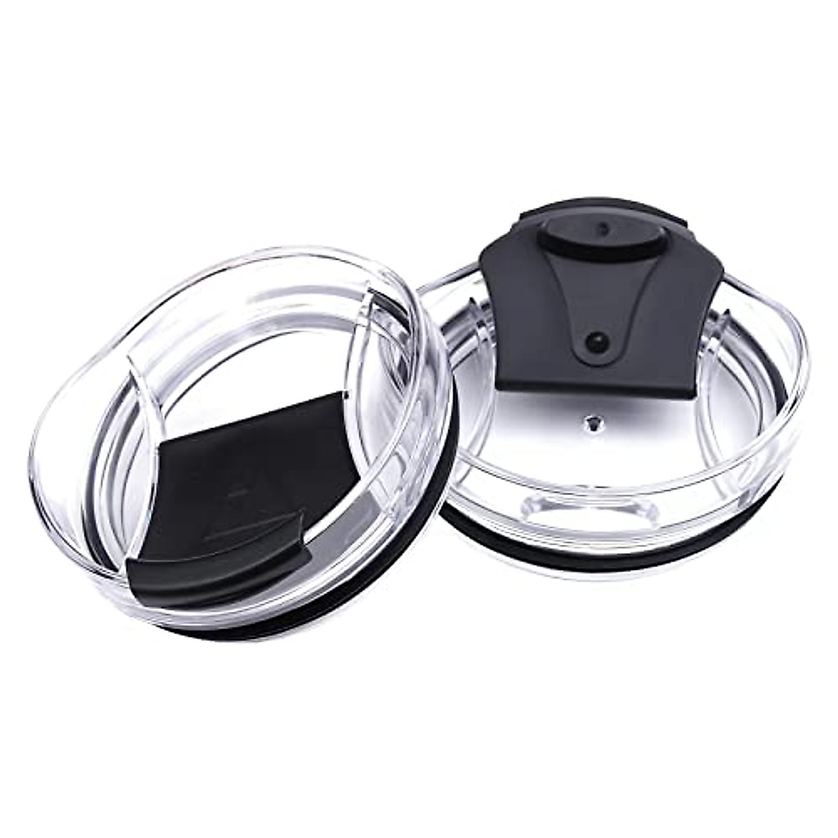 dscvr 2 Pcs Tumbler Replacement Lid Spill Proof, Shatter Resistant, Perfect Fit Lids Compatible with YETI Rambler, Ozark Trails,Fits Inside Diameter of 3.2 inch Tumbler (20 oz., Black)