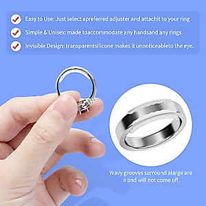 Ottemax Ring Size Adjuster for Loose Rings - 20 Pack 6 Sizes Invisible Jewelry Sizer, Mandrel for Making Jewelry Guard, Spacer, Sizer, Fitter - Spiral Silicone Tightener Set with Polishing Cloth