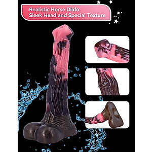 Dragon Dildo 10.4inch Realistic Thick Horse Dildo with Suction, Long Pink Silicone Monster Dildo Big Anal Plug Toys for Women and Men Couples