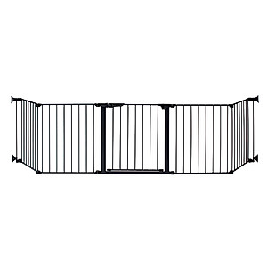 KidCo - Custom Fit Auto Closing HearthGate Baby or Fireplace Gate Enclosure, Fireplace Fence, Fireplace Baby Gate (Black)