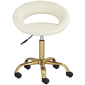 55 Downing Street Briar Gold and White Faux Leather Adjustable Office Chair