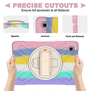 SIBEITU Case Compatible with Samsung Galaxy Tab A7 Lite 2021 with Screen Protector, 8.7 inch 3-Layer Durable Protective Case Cover W/Hand&Shoulder STRP for SM-T220/T225