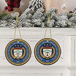 US Bureau of Alcohol Tobacco and Firearms ATF Charming Ceramic Christmas Tree Hanging Ornaments 2.9in Elevate Home Decor Indoors Outdoors