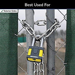 BRINKS - 50mm Commercial Laminated Steel Weather Resistant Padlock with 2” Shackle - TPE Wrapped and Hardened Boron Steel Shackle, Black