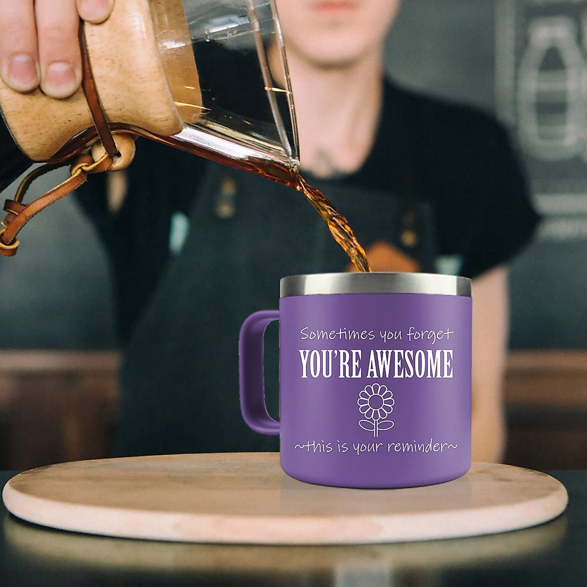 CHICKOR Best friend birthday gifts for women - Purple gifts Mug/Tumbler 14 oz Sometimes You Forget You're Awesome - Funny Idea,Thank You, Teacher, Mom, Her, Female, Coworker, Who Have Everything