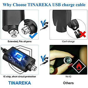 TINAREKA USB Thread Cable, 3PCS Smart USB Thread Pen Charger Cable with Intelligent Overcharge Protection LED Indicator