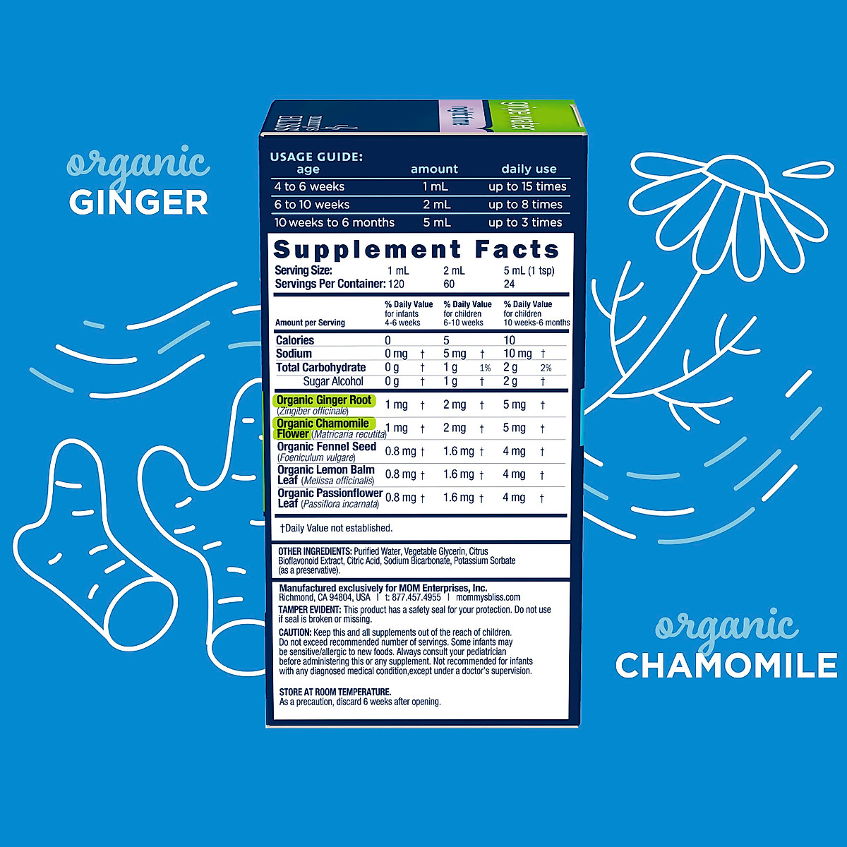 Mommy's Bliss Gripe Water Night Time, Relieves Stomach Discomfort From Gas, Colic, Fussiness, & Hiccups, Gentle & Safe, For Infants Age 1 Month+, 4 Fl Oz (Pack of 2)