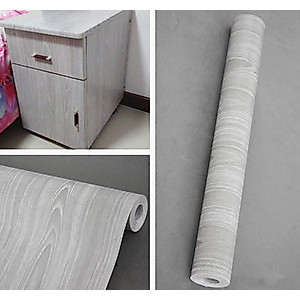 Amao Grey Wood Grain Paper Peel & Stick Wallpaper for Shelf Liner Counter Top Livingroom 17.7''x78.7''