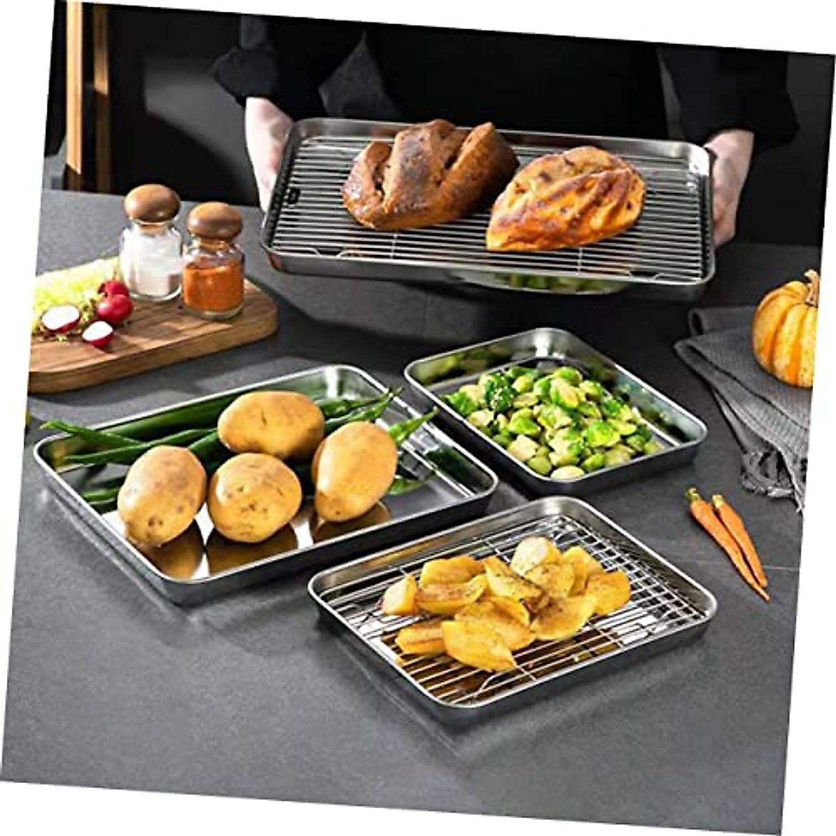 TEMKIN 1 Set Household Stainless Foods Supply X Camping Heavy Half Resistant Crispy Bread Home of Accessory for Rack Oven- Plate Oven Duty Toaster Warp Cooling Grill Kitchen - Plate